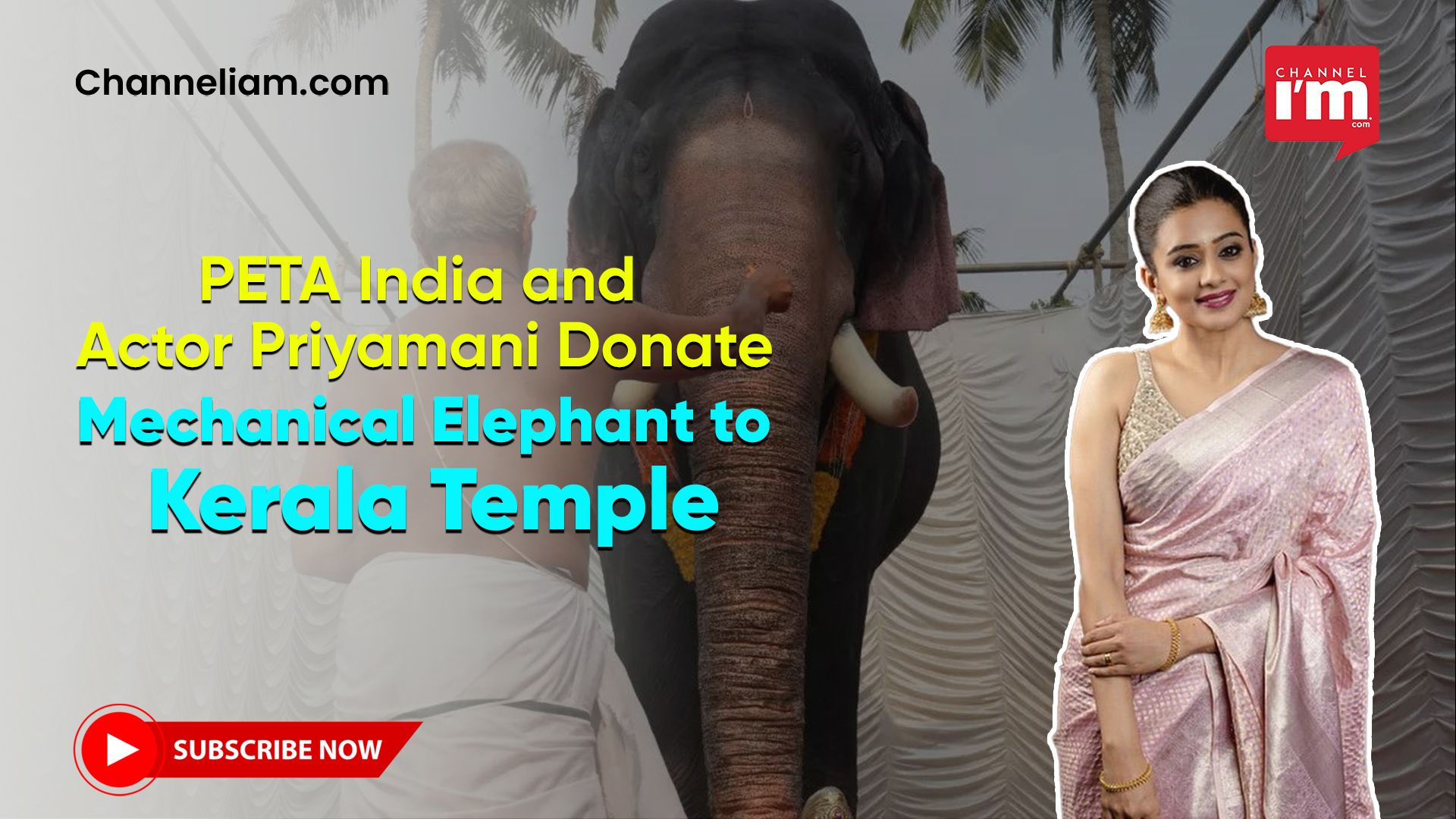 Priyamani and PETA Donate Mechanical Elephant to Mahadeva Temple in ...