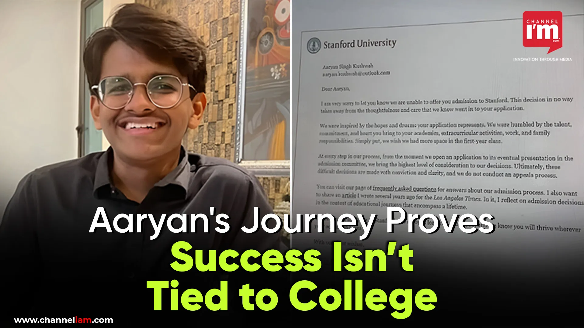 Aaryan's Journey Proves Success Isn’t Tied to College - Channeliam / Channel I'M English